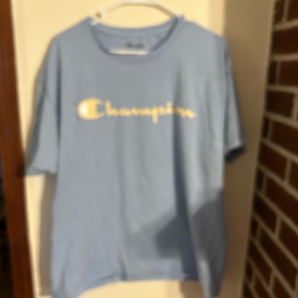 Champion | Tops | Champion Light Blue Logo Short Sleeve Tee | Poshmark